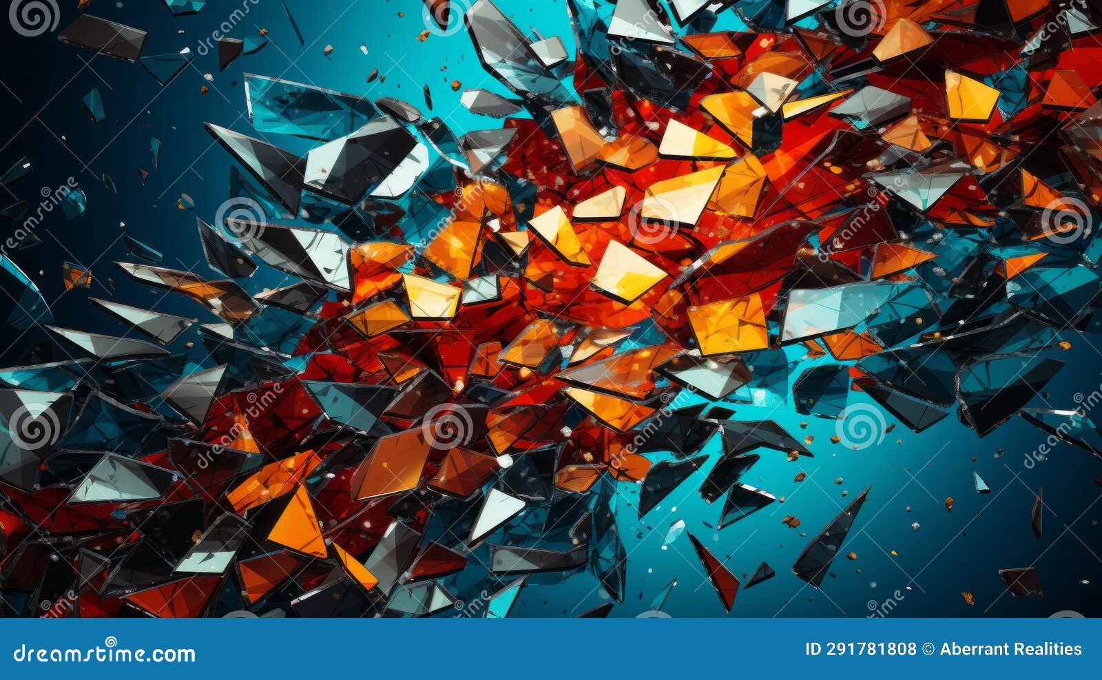 3d Rendering of Shattered Glass on a Black Background Stock ...