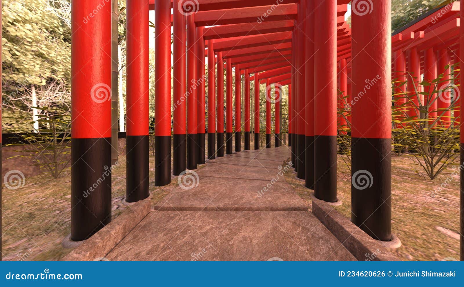 3D Rendering of the Shinto Gateway Stock Illustration - Illustration of ...