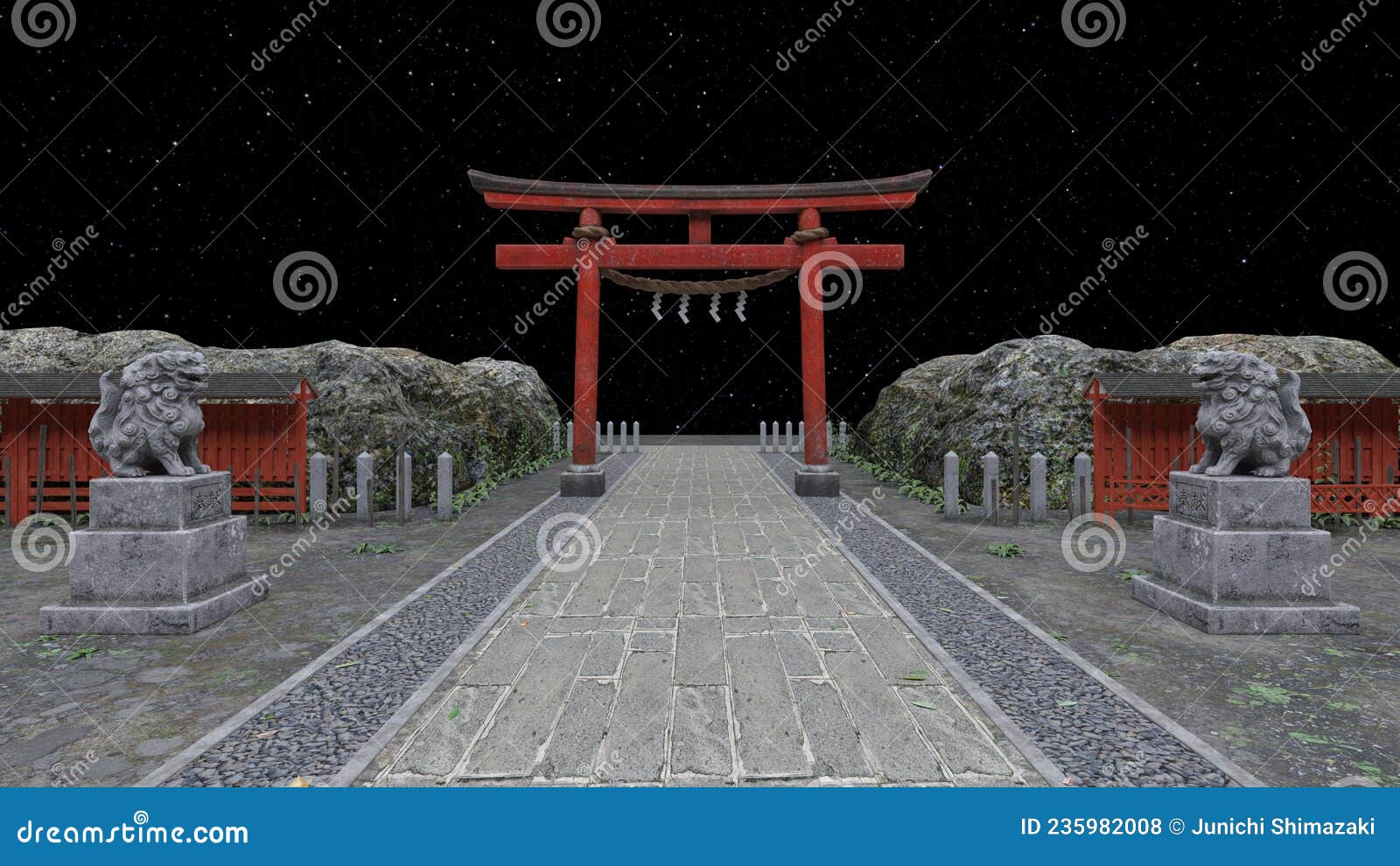 3D Rendering of the Shinto Shrine Stock Illustration - Illustration of ...