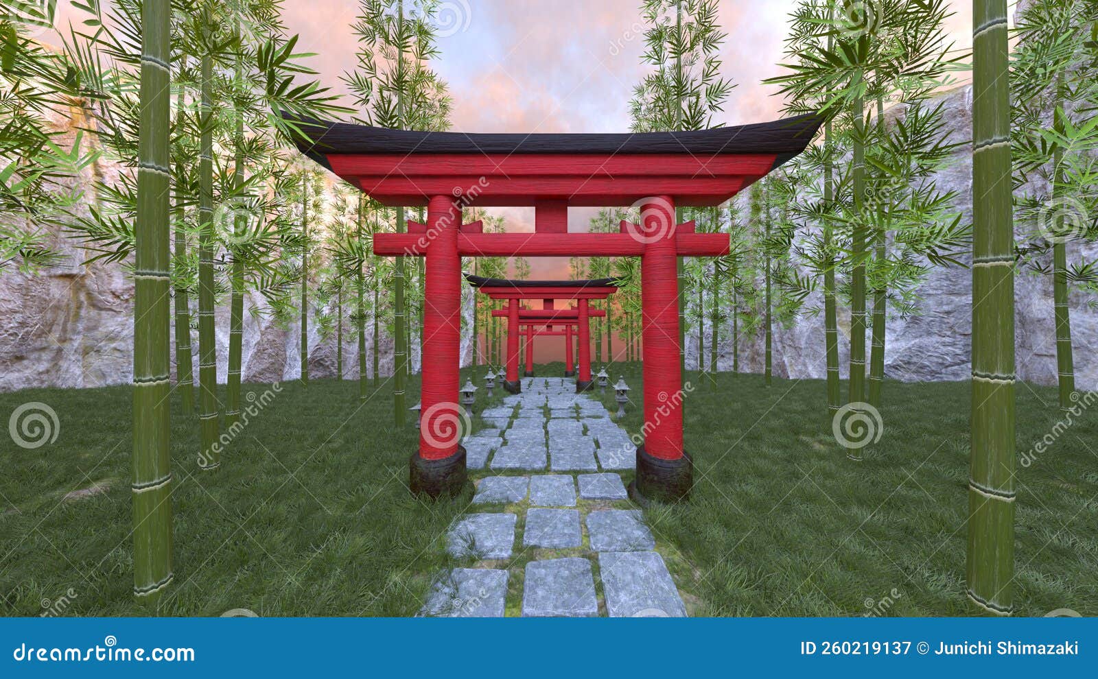 3D Rendering of the Shinto Shrine Stock Illustration - Illustration of ...