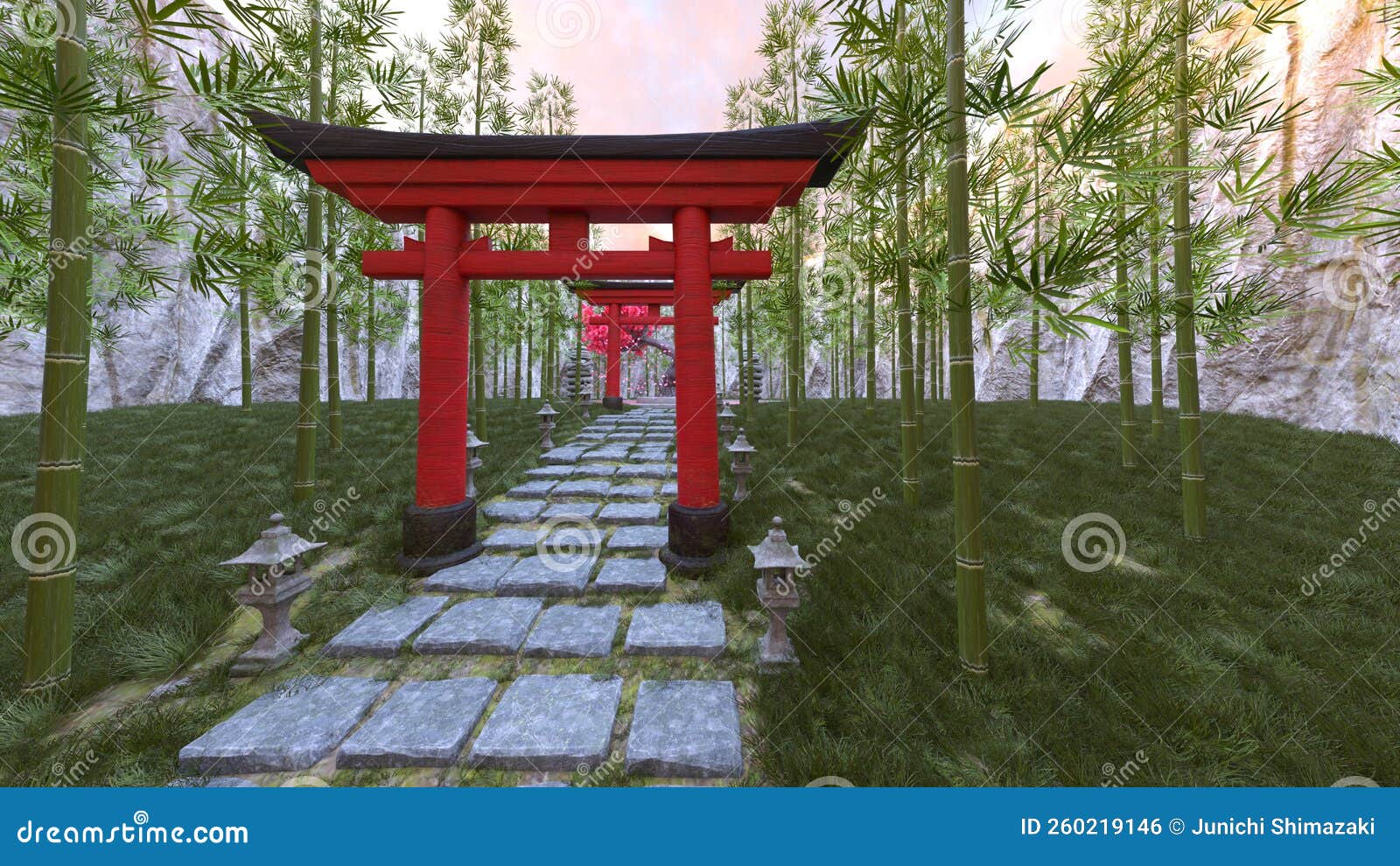 3D Rendering of the Shinto Shrine Stock Illustration - Illustration of ...