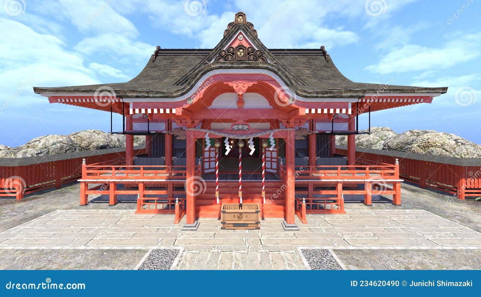 3D Rendering of the Shinto Shrine Stock Illustration - Illustration of ...