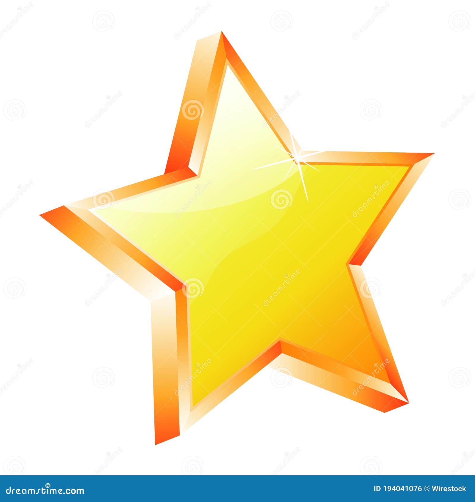 3D Rendering of a Shiny Golden Star Shape Isolated on a White ...
