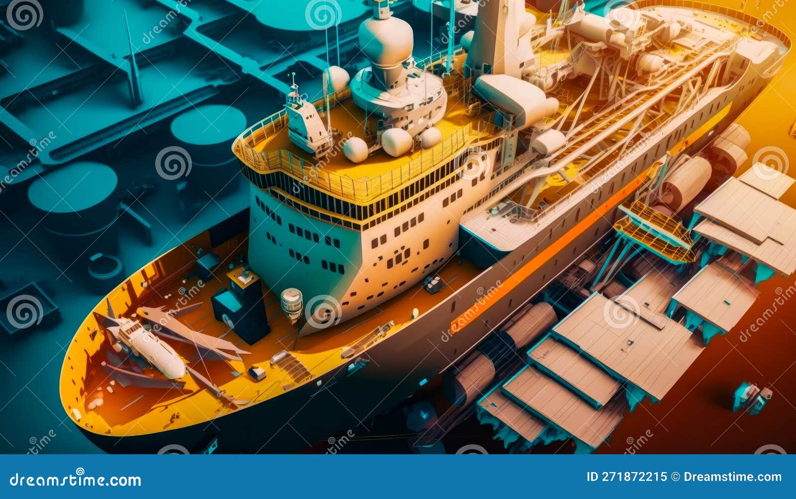 3d Rendering of Ship in an Industrial Setting. Generative AI Stock ...