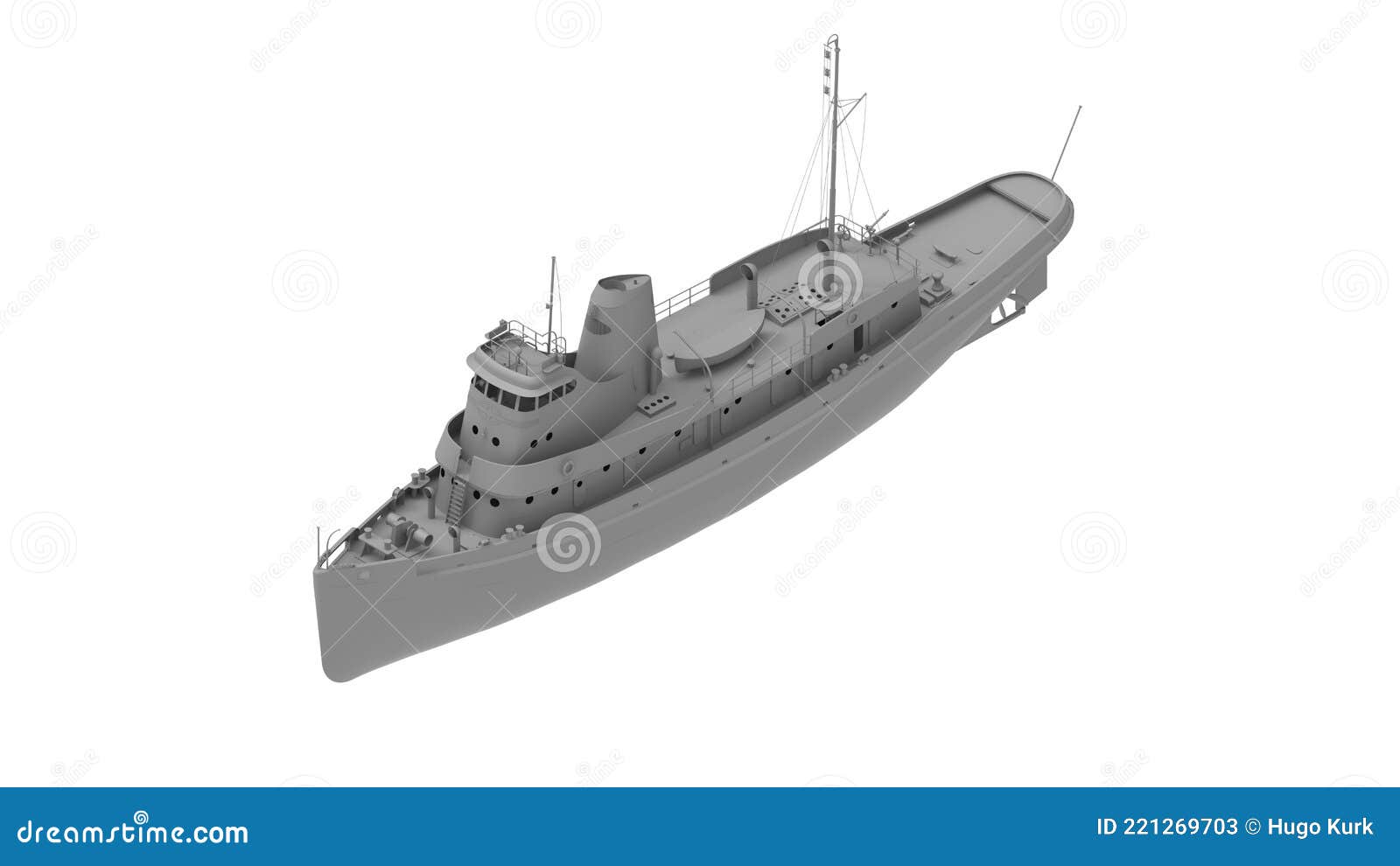 3D Rendering of a Ship Isolated on a White Background. Marine Vessel ...