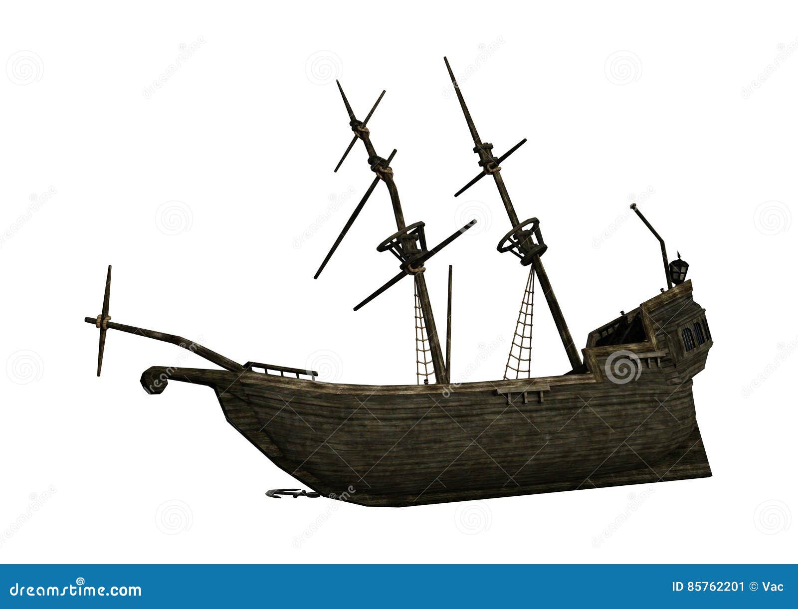 3D Rendering Ship Wreck on White Stock Illustration - Illustration of ...