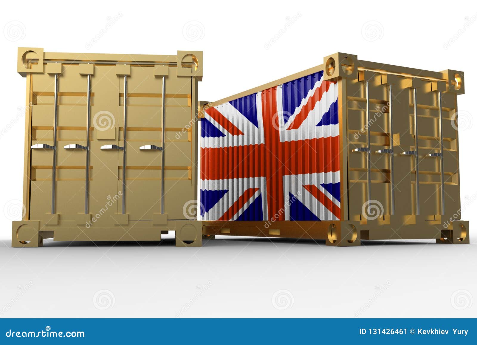 3d Rendering of a Shipping Cargo Containers with British Flag Stock ...