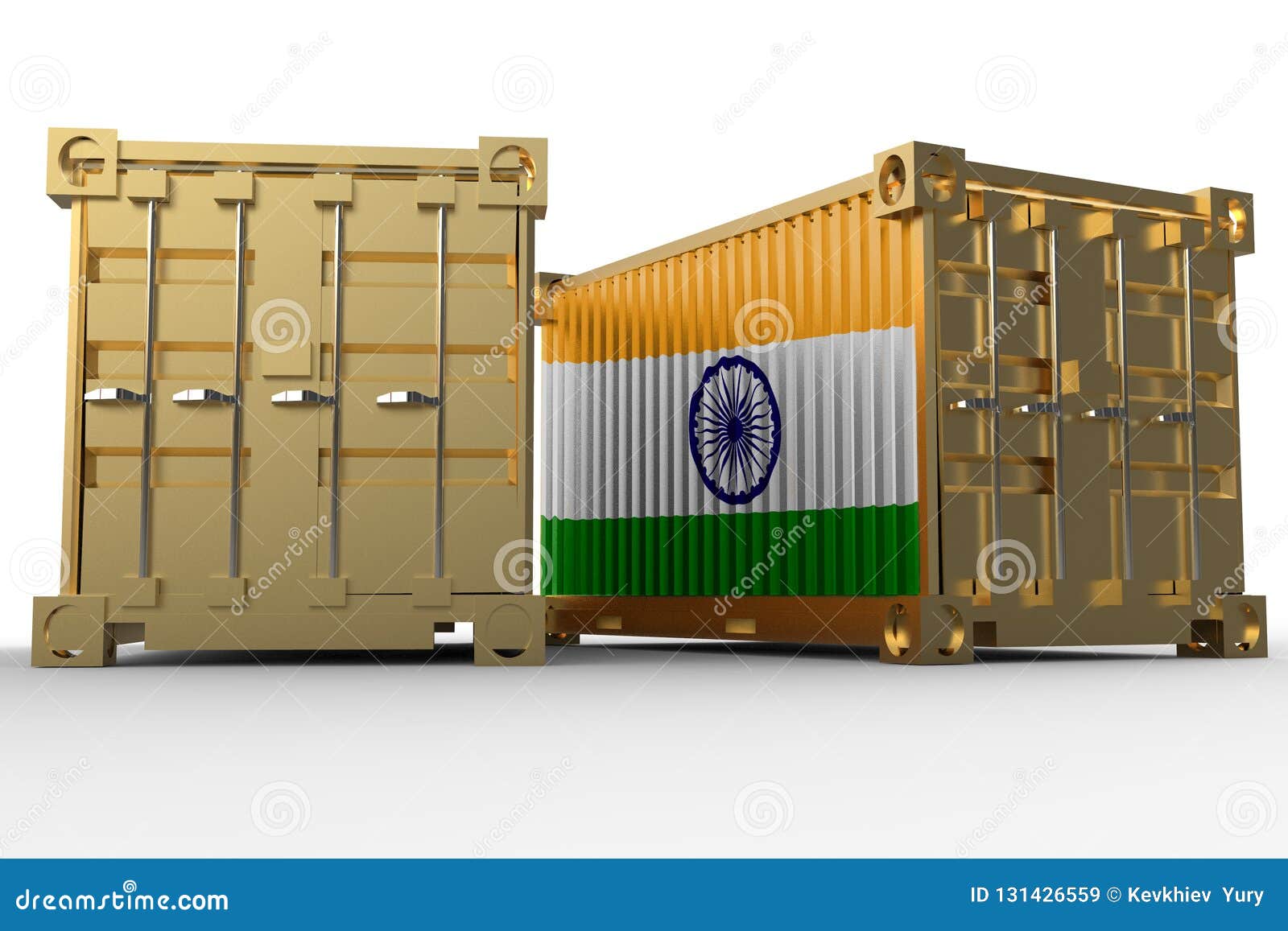3d Rendering of a Shipping Cargo Containers with Indian Flag Stock ...