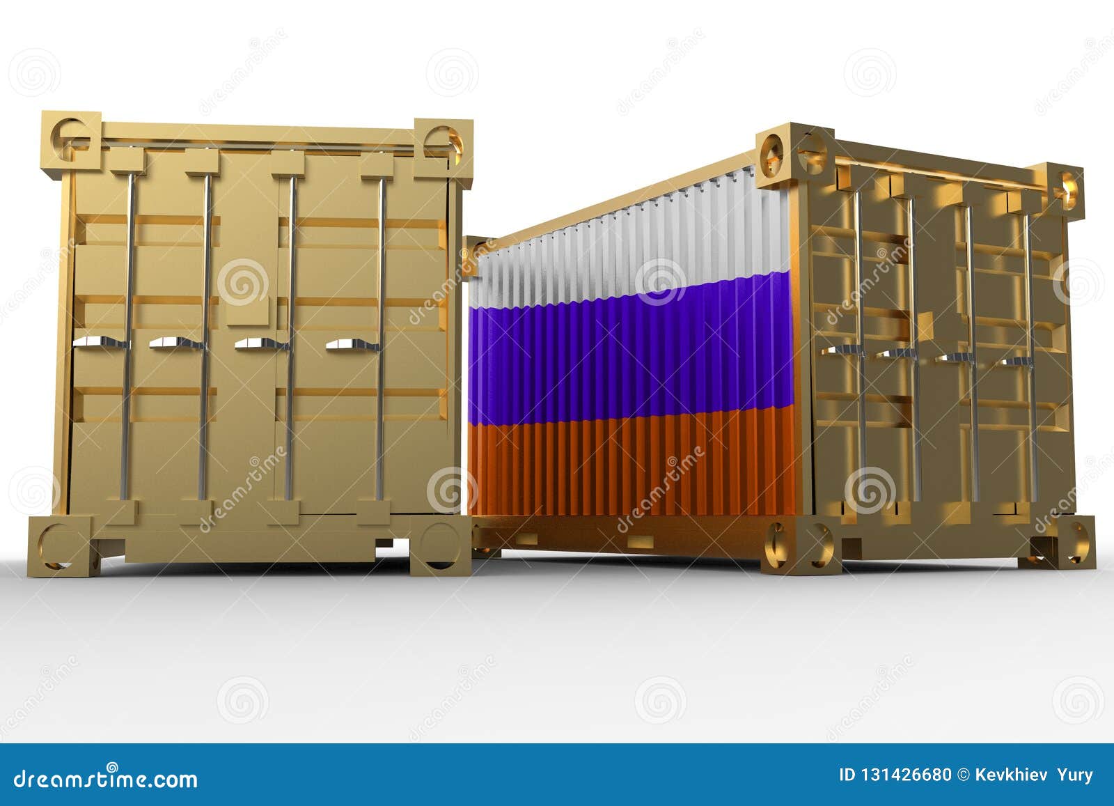 3d Rendering of a Shipping Cargo Containers with Russian Flag Stock ...