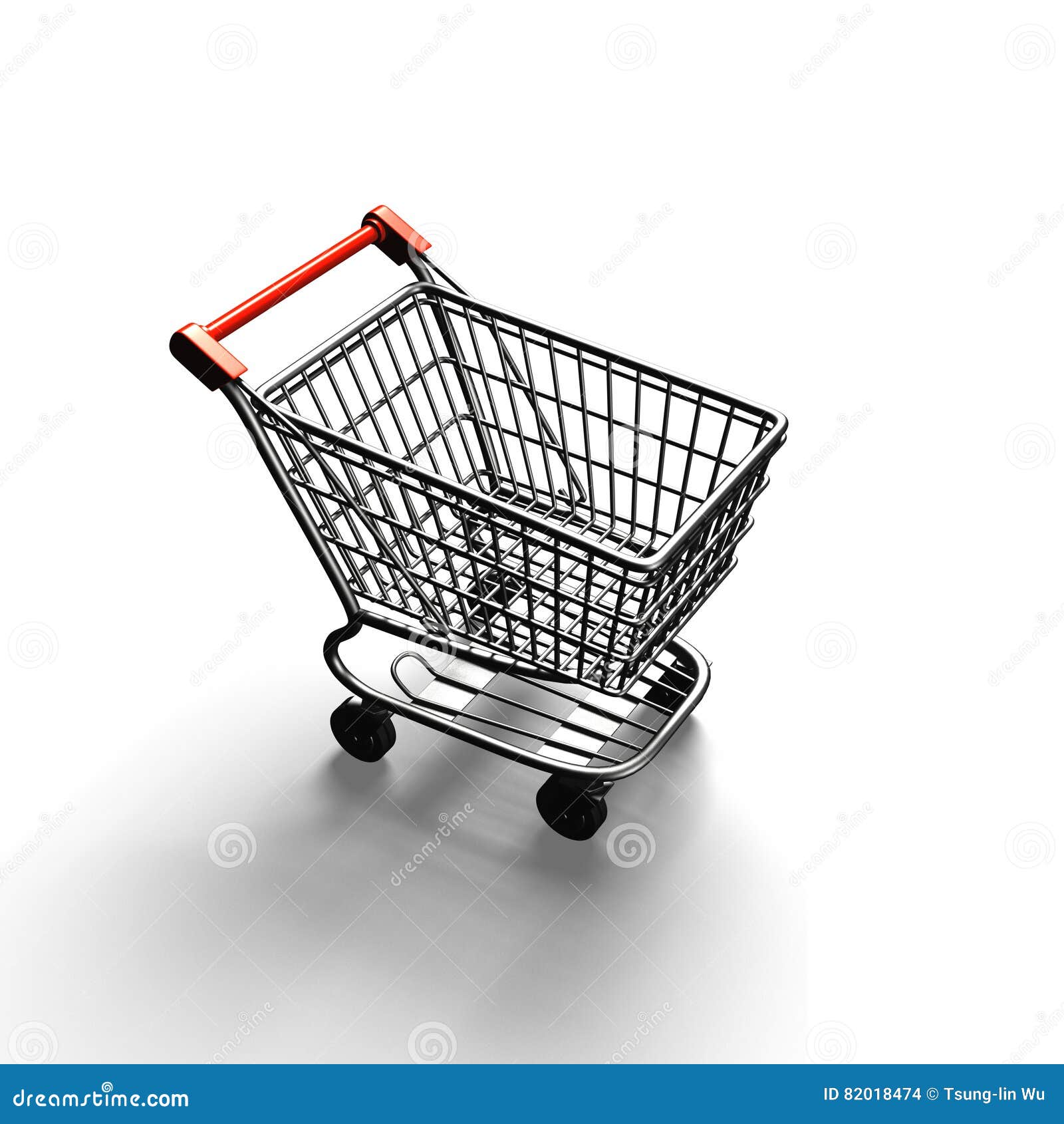 3D Rendering Shopping Cart Top View Stock Illustration - Illustration ...