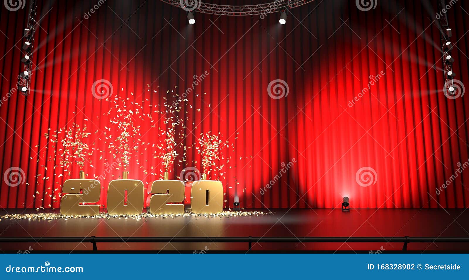 3D Rendering Show Stage with 2020 Number Stock Illustration ...