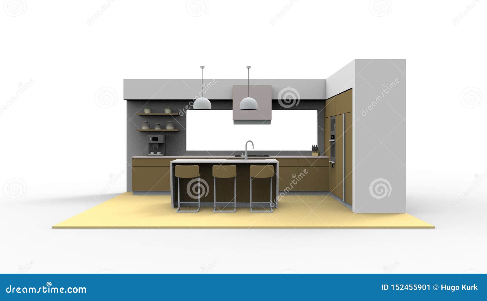 3d Rendering of a Showcase Kitchen Isolated in White Studio Background ...