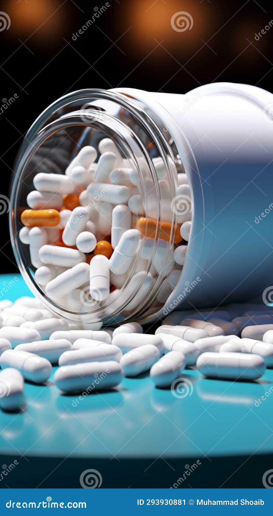 3D Rendering Showcases a White Pill Bottle Brimming with Essential ...