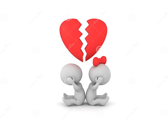 3D Rendering Showing a Romantic Break Up Stock Illustration ...