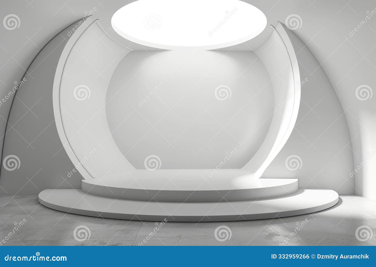 The 3D Rendering Shows an Empty Modern Exhibition Hall with Spotlights ...