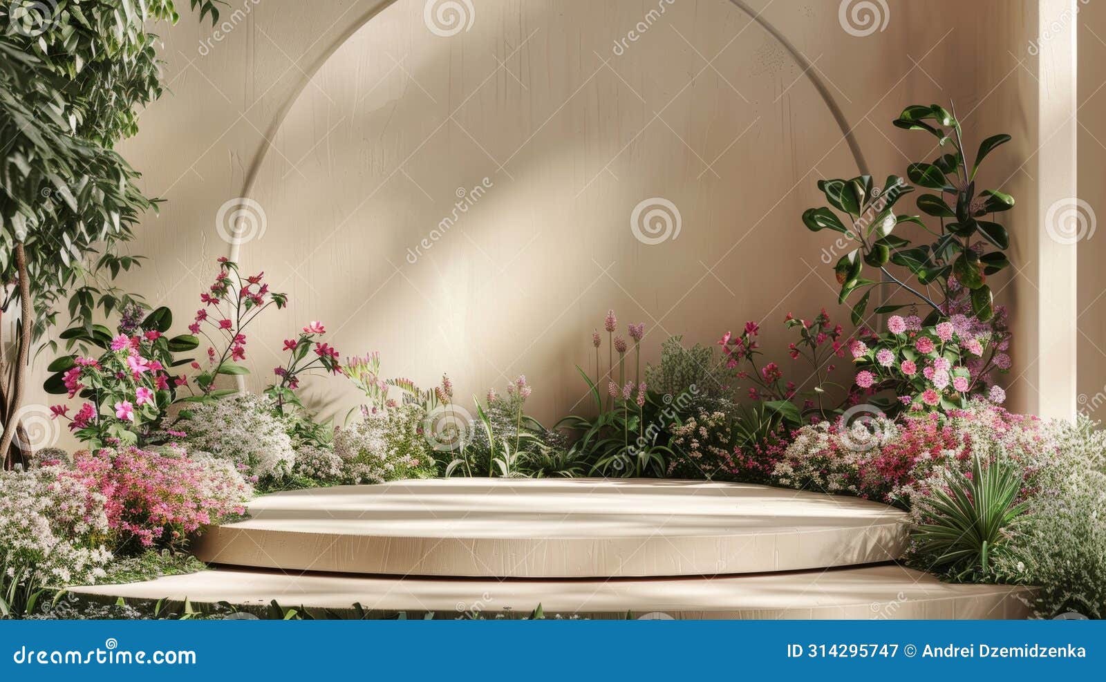 This 3D Rendering Shows a Natural Beauty Podium Backdrop with an ...