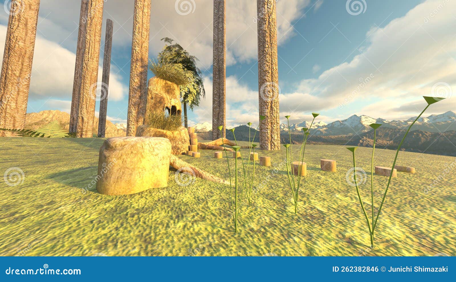 3D Rendering of the Shrine in Tree Roots Stock Illustration ...