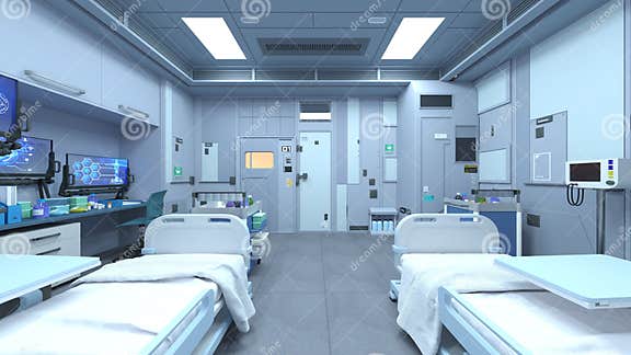 3D Rendering of the Sickbay in the Spaceship Stock Illustration ...