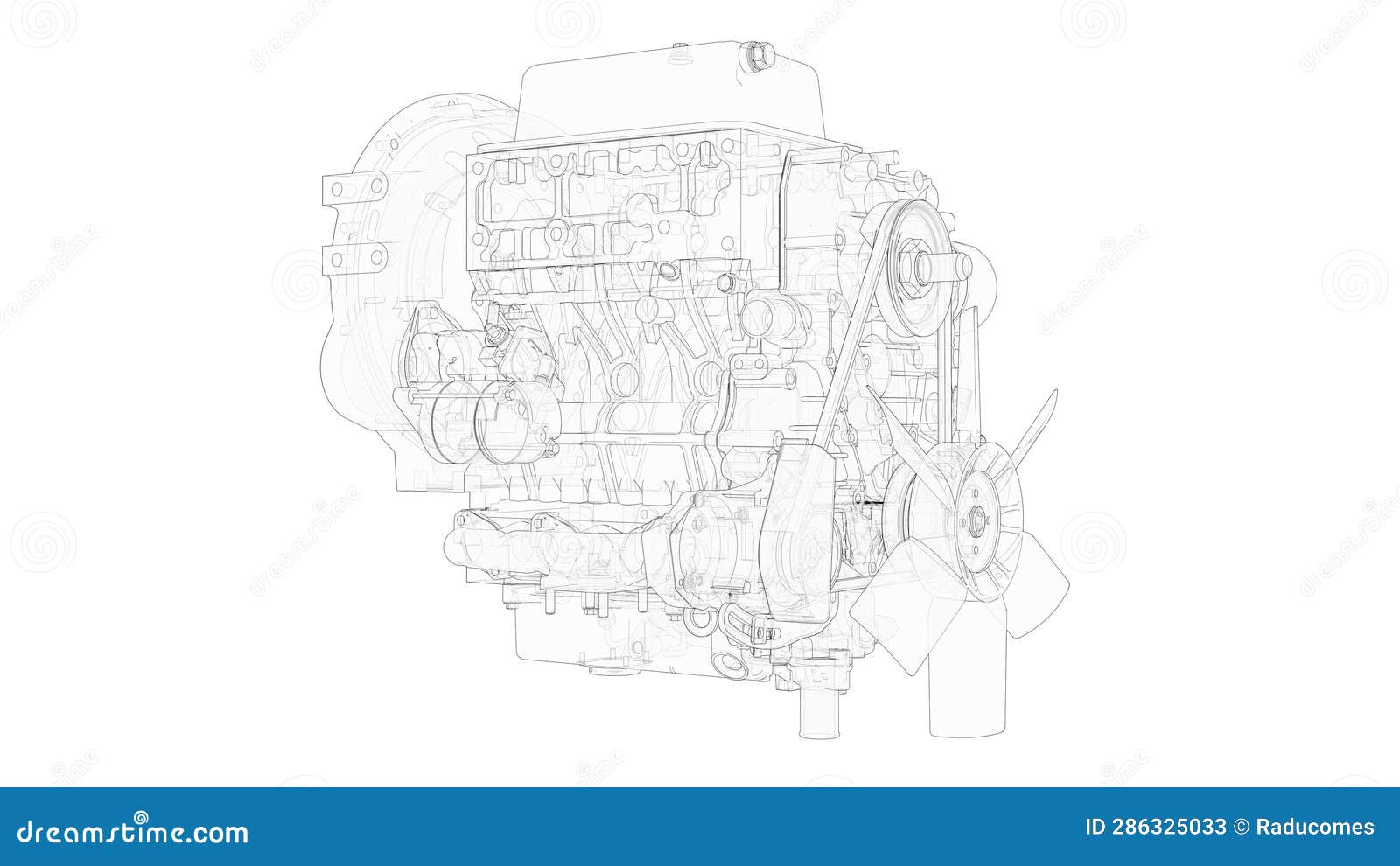 3D Rendering - Side Perspective Hand Drawn Large Motor Stock ...