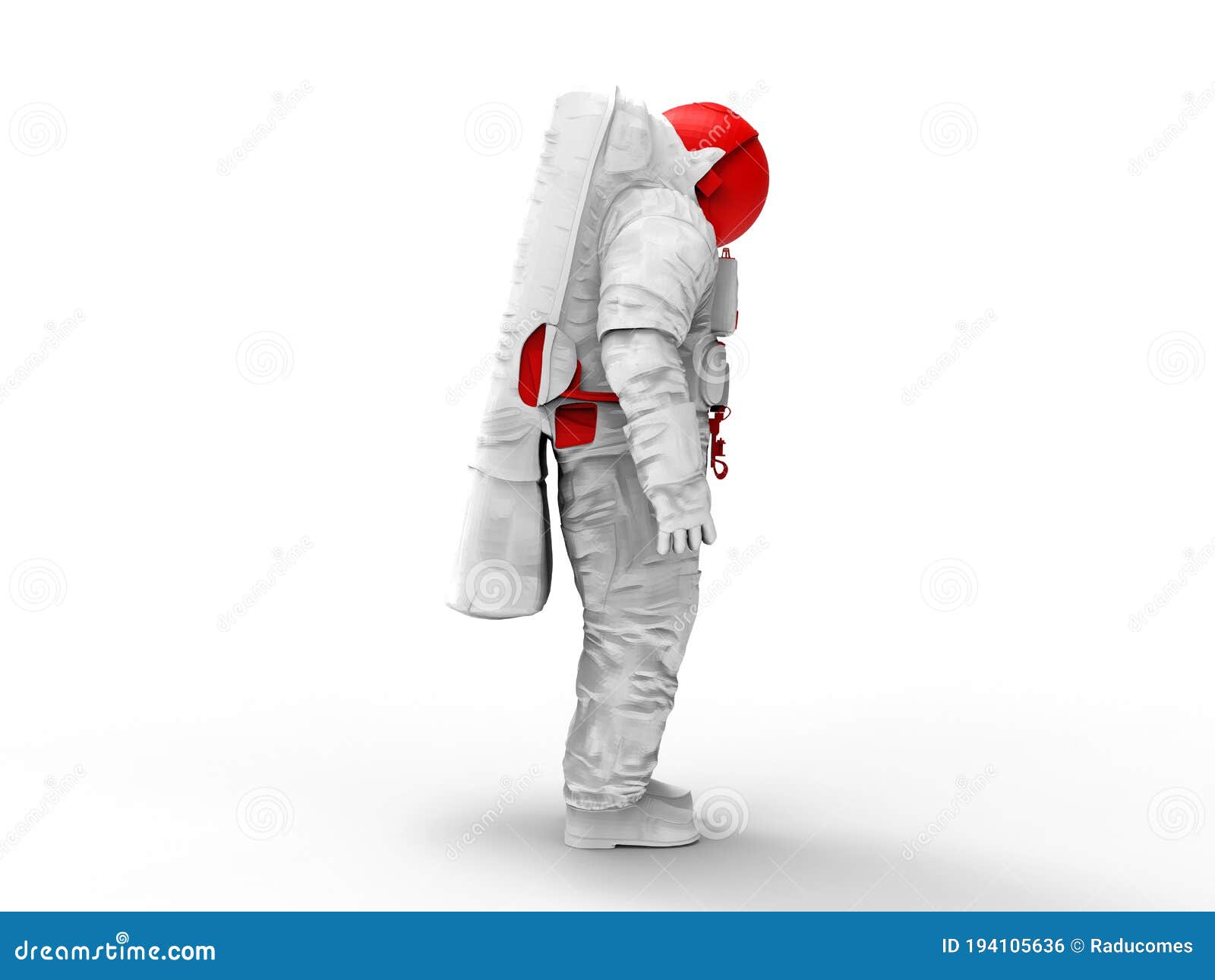3D Rendering - Side View of a Spaceman Astronaut Stock Illustration ...