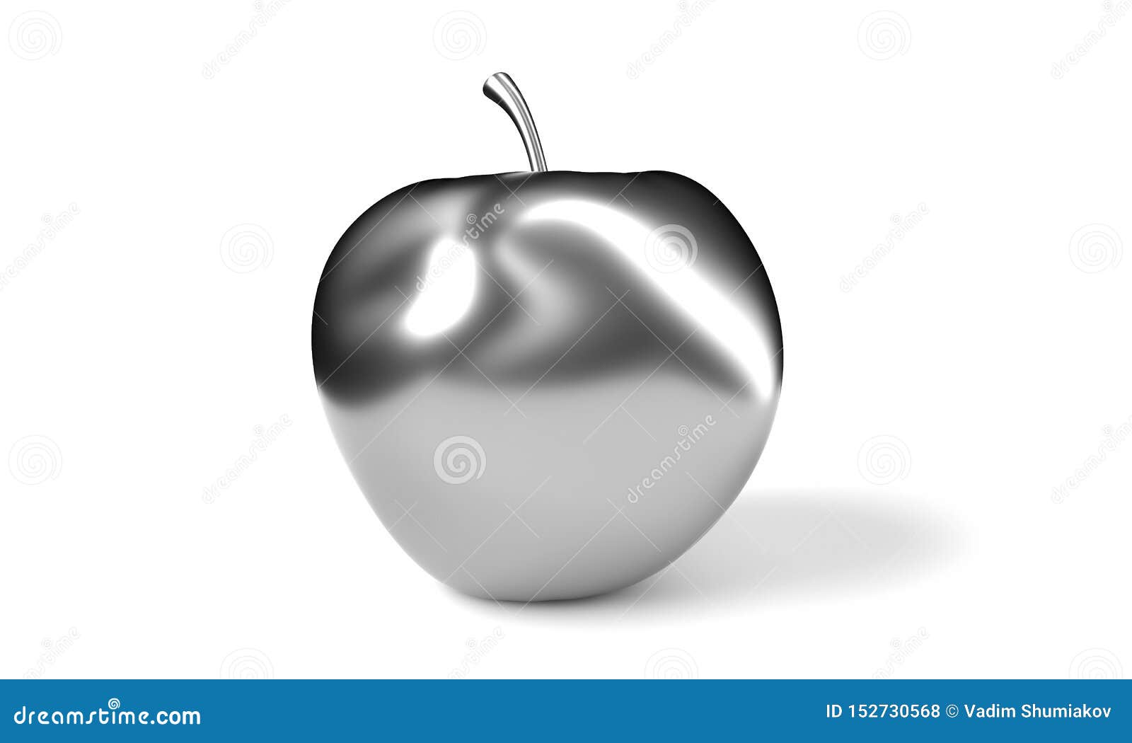 3d Rendering Silver Apple.High Resolution 3D Image Stock Illustration ...
