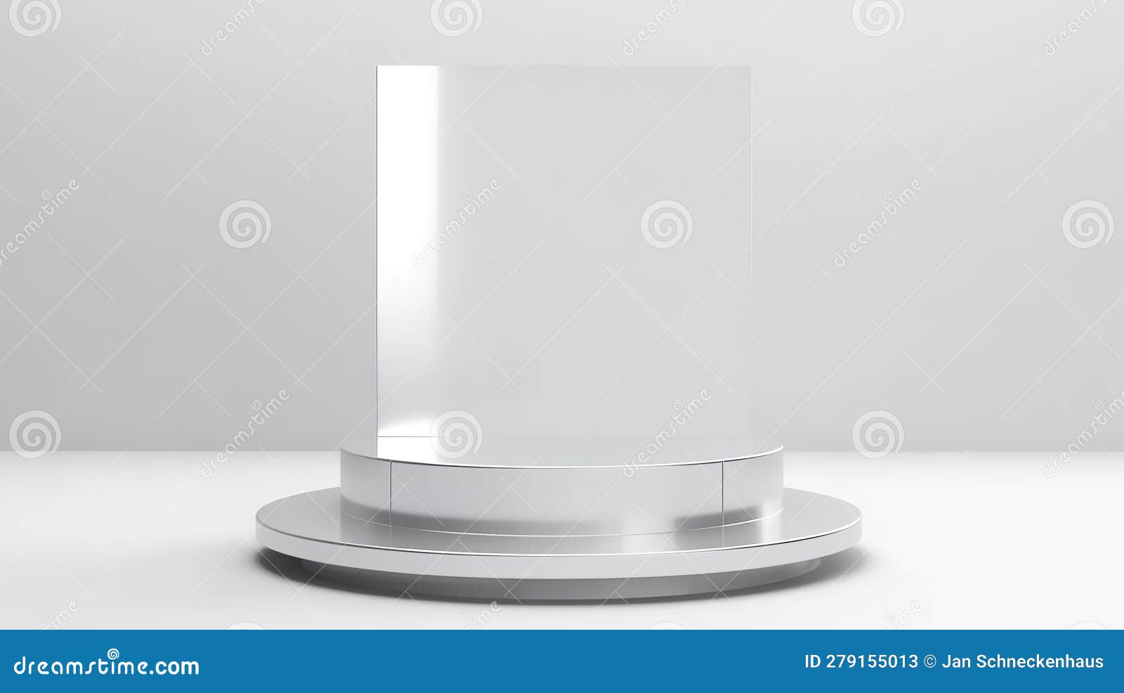 3D Rendering Silver Base with Modern Neon Stand for Product ...