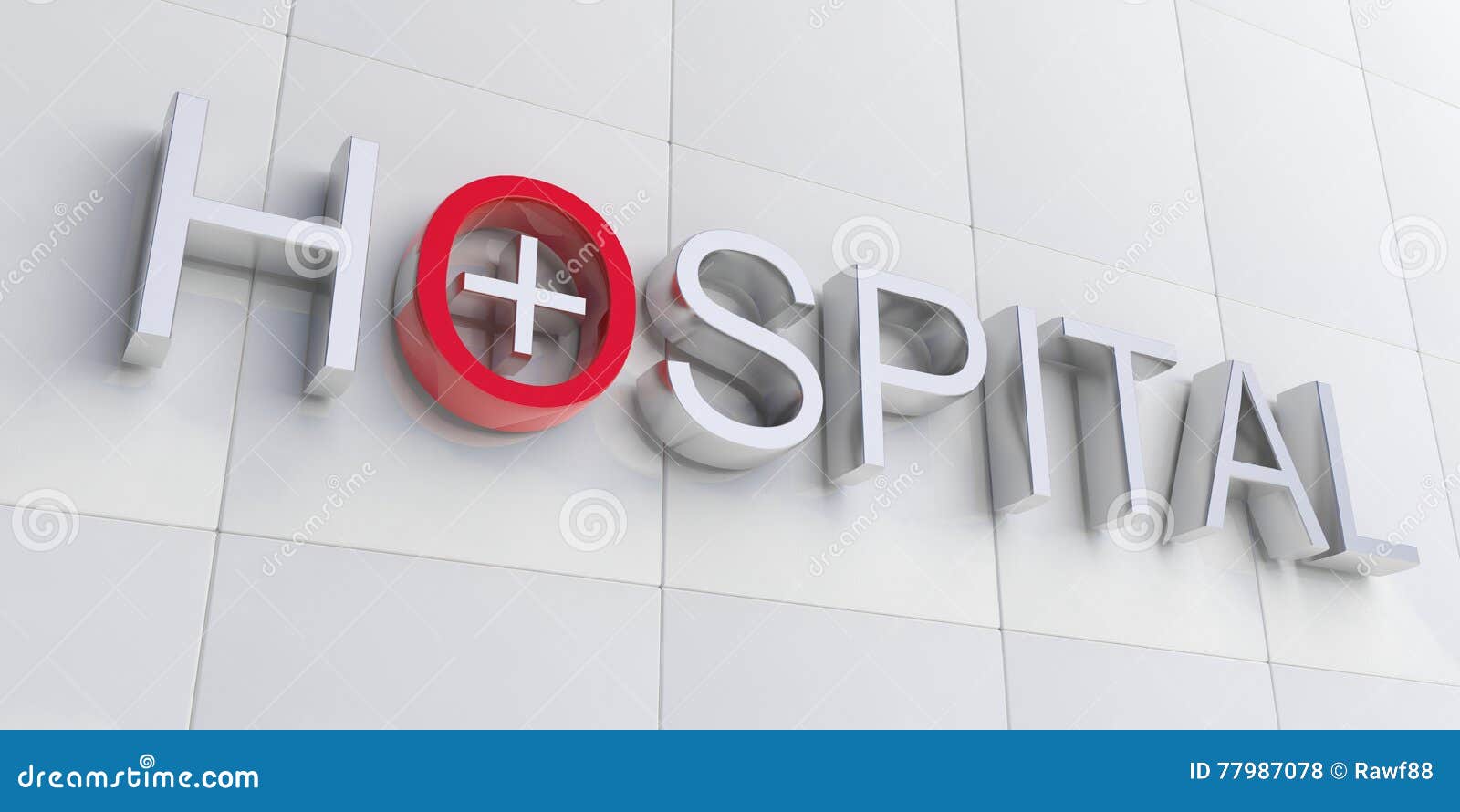 3d Rendering Silver Hospital Sign Stock Illustration - Illustration of ...