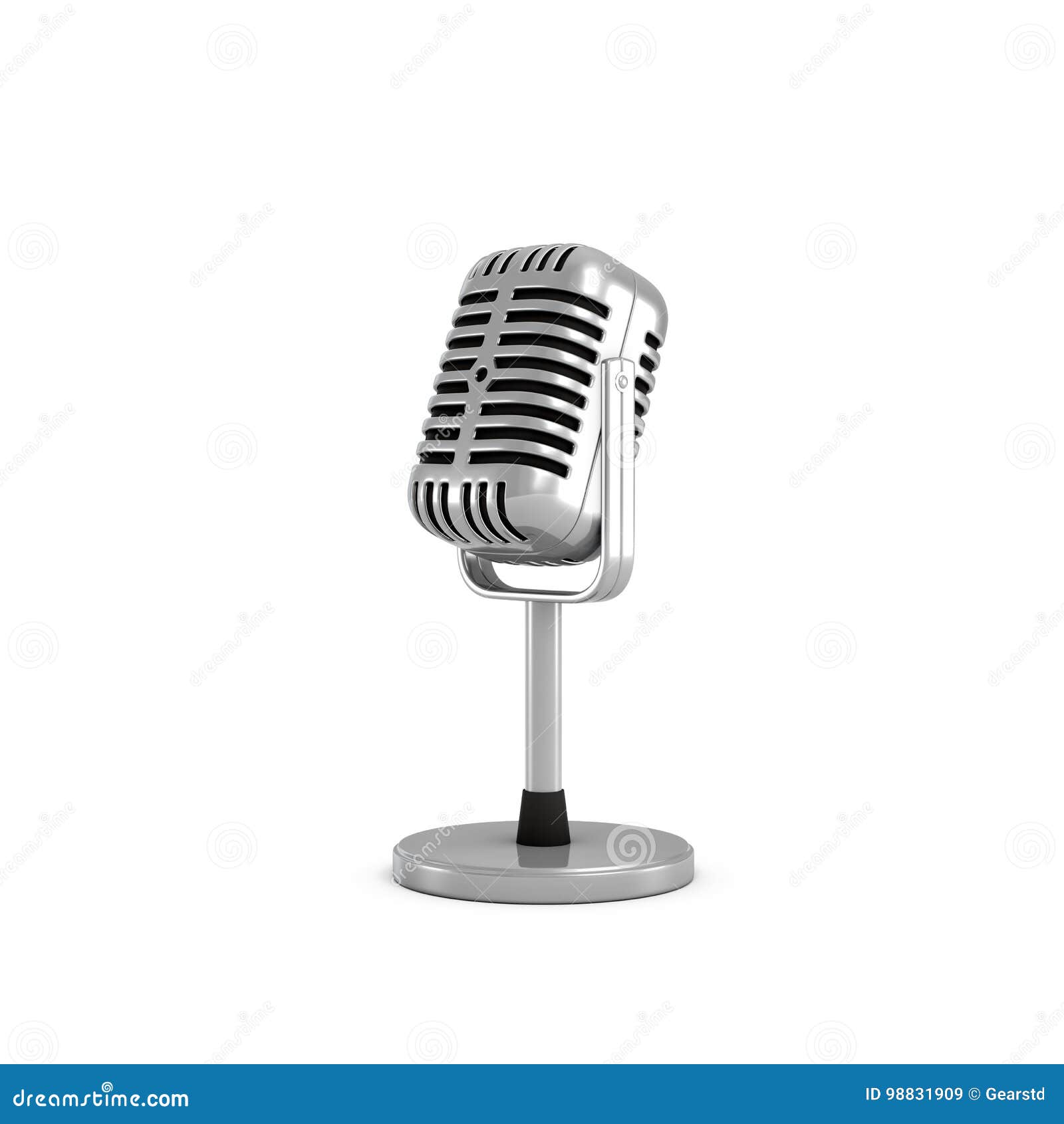 3d Rendering of a Silver Metal Retro Tabletop Microphone with a Round ...