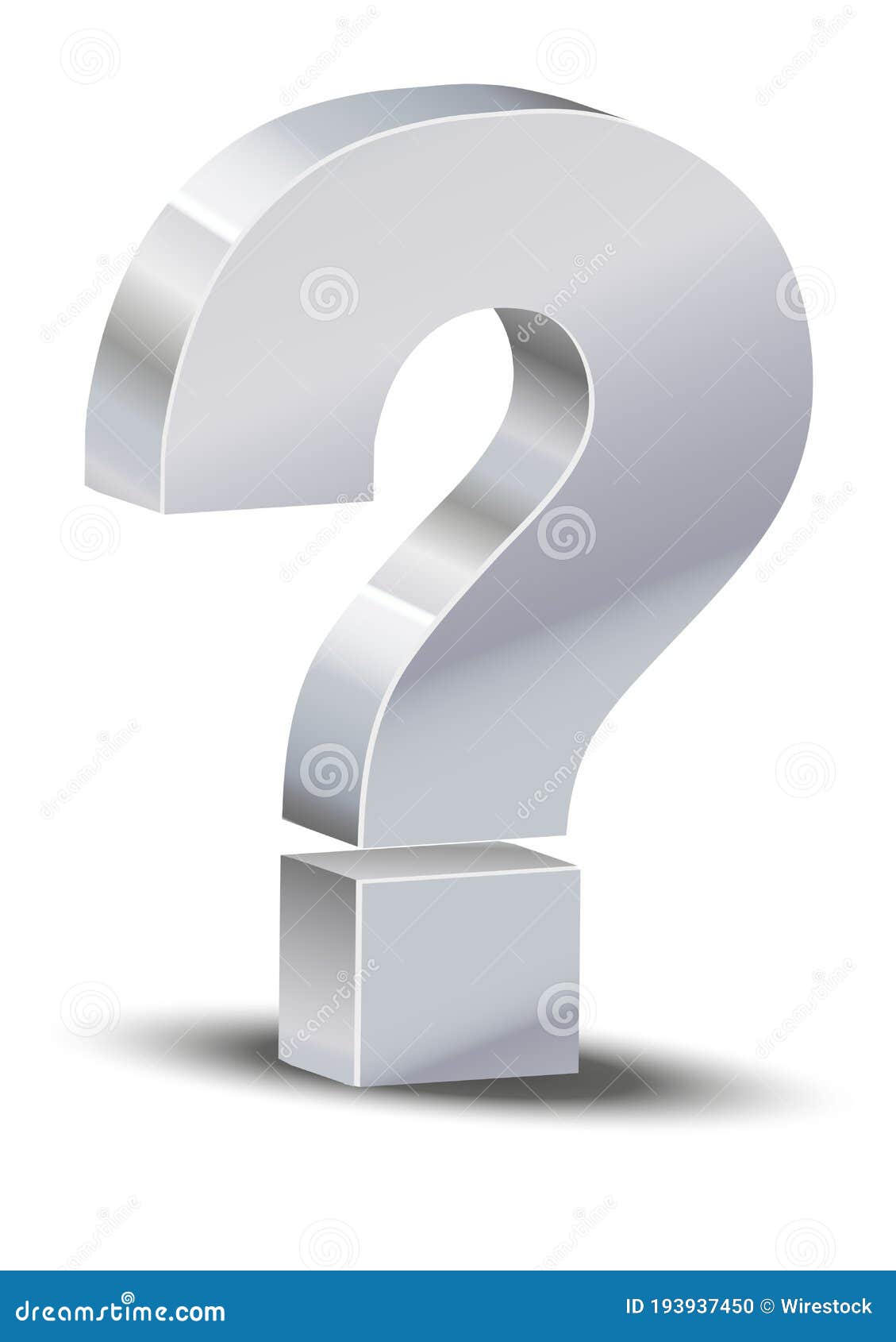 3D Rendering of Silver Question Mark Isolated on White Background Stock ...