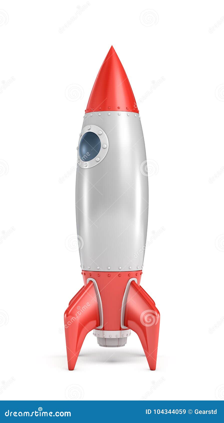 3d Rendering of a Silver and Red Rocket Ship with a Round Porthole ...