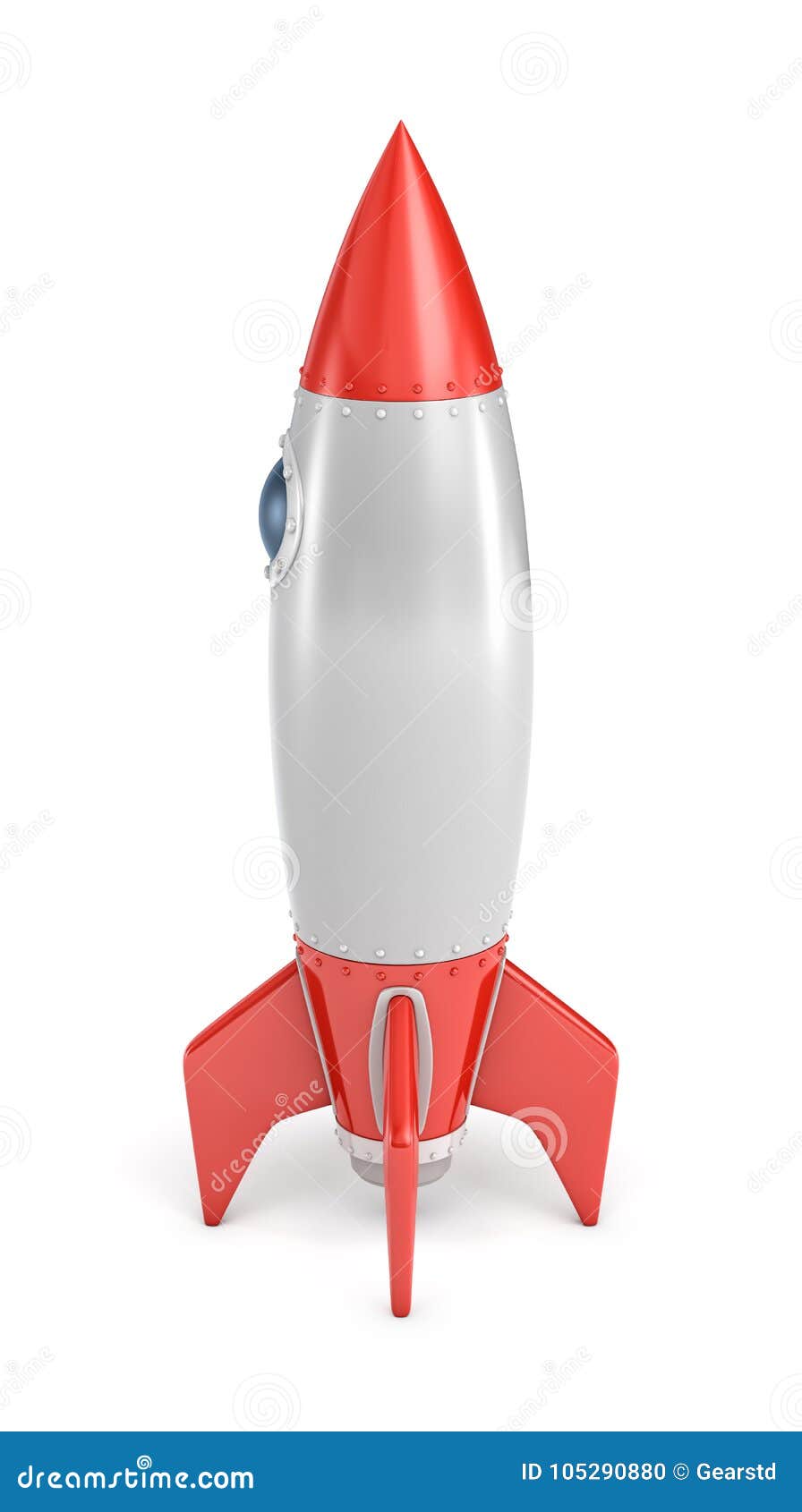 3d Rendering of a Silver and Red Rocket Ship with a Round Porthole ...