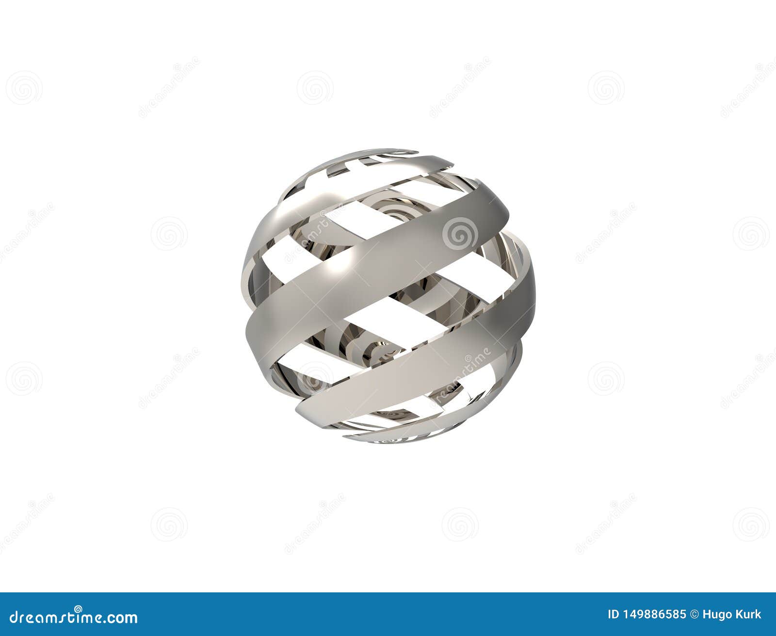 3D Rendering Of A Silver Spiral Sphere Isolated In White Studio ...