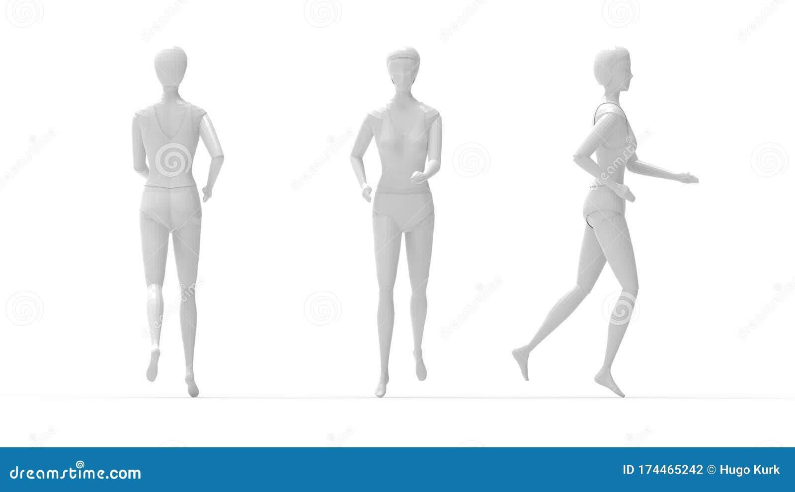3D Rendering of a Simple Computer Generated Model Woman Taking a Step ...