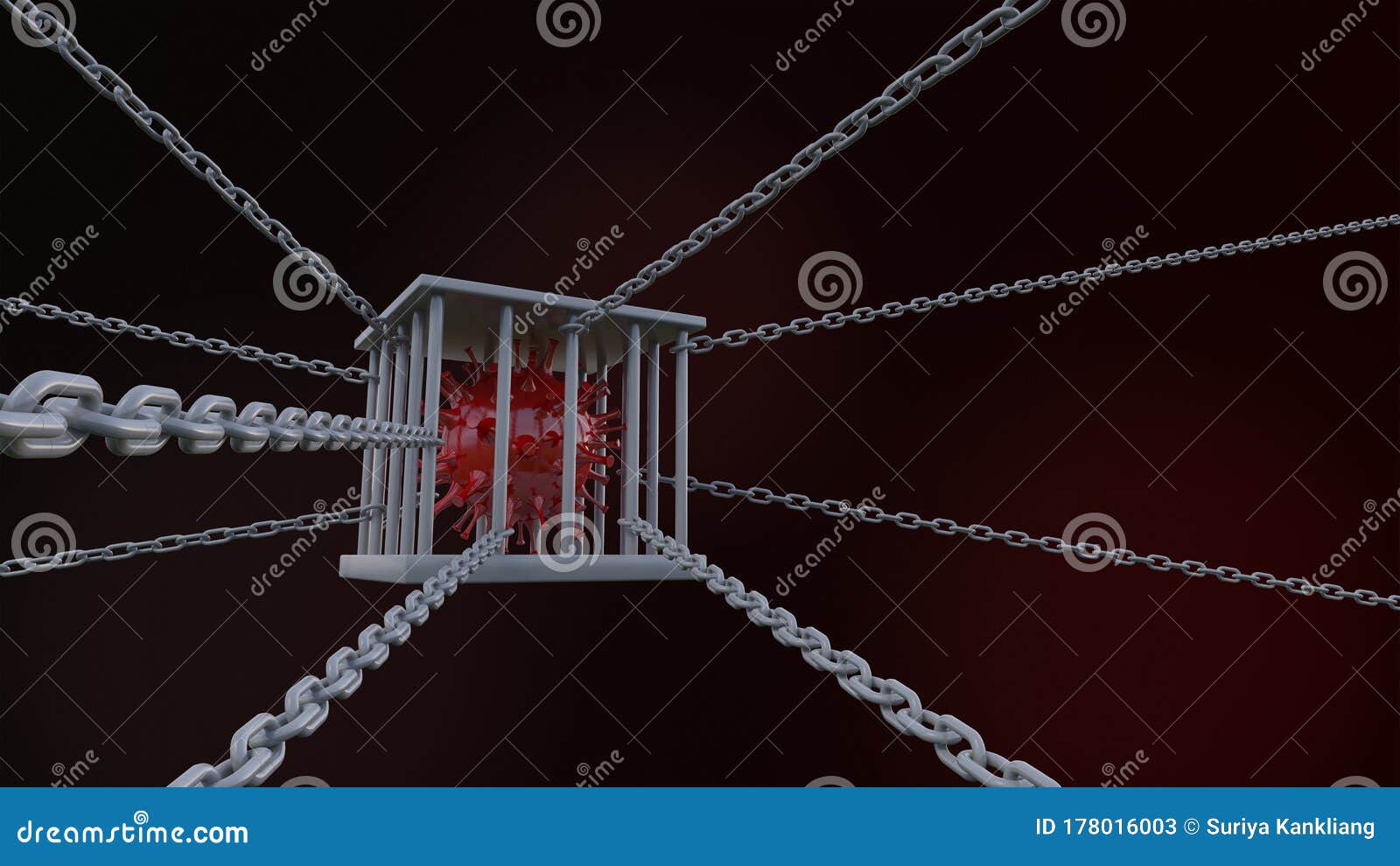 3d Rendering of Simple Covid-19 Virus Mode in Iron Cage on the Floor ...