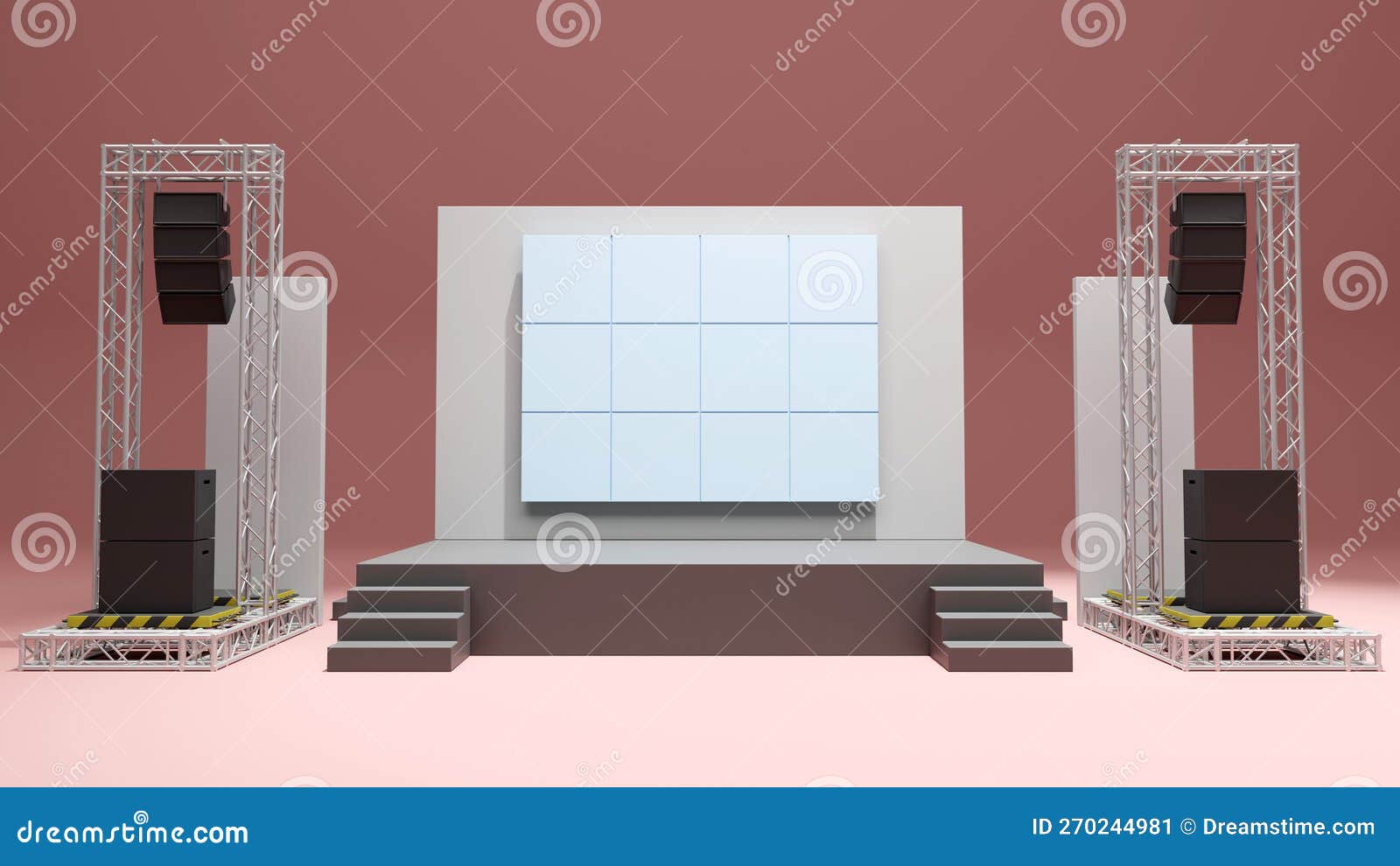 3D Rendering of Simple Stage Design with LED Screen and Sound System ...