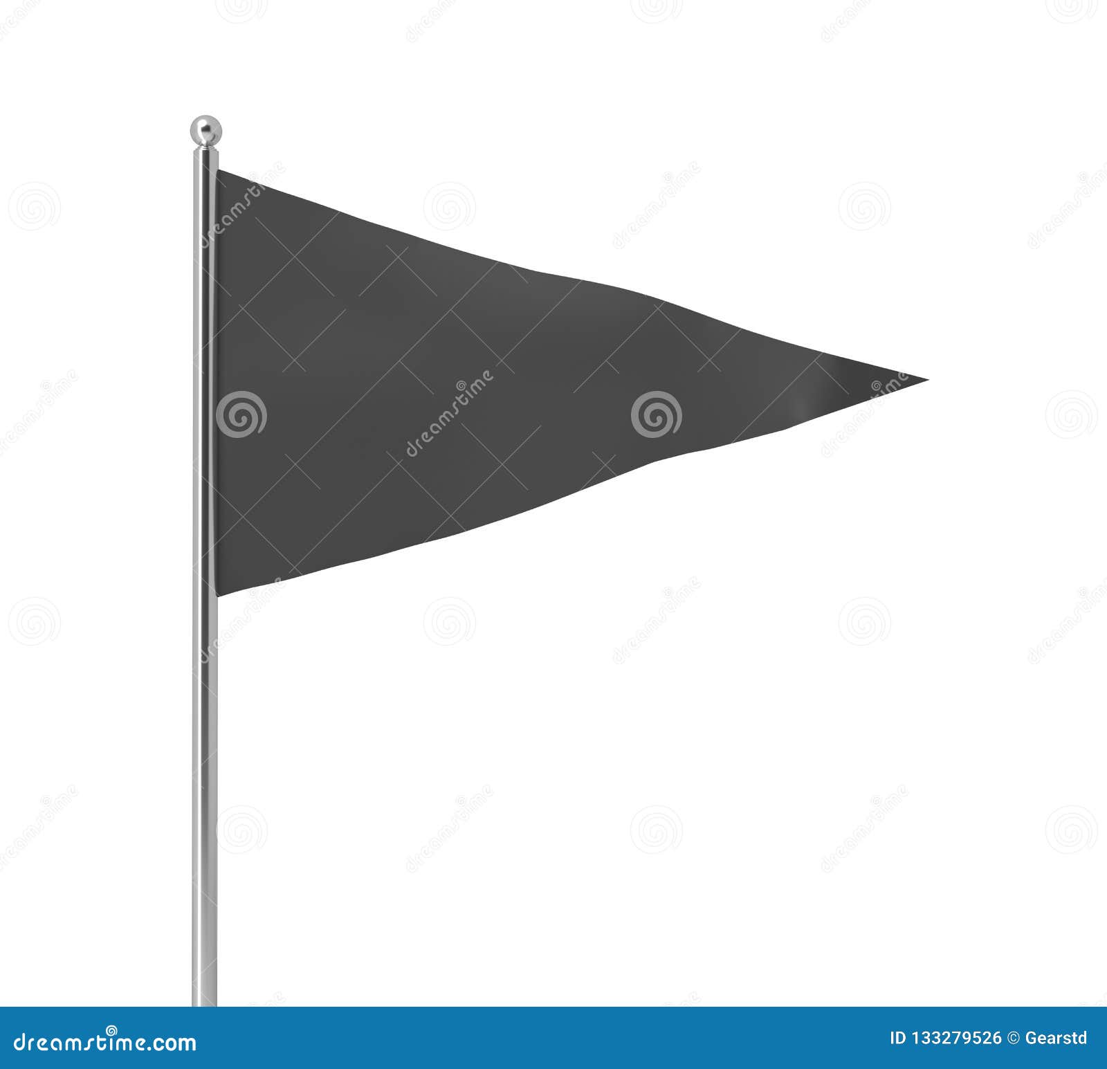 3d Rendering of a Single Black Triangular Flag Hanging on a Post on a ...