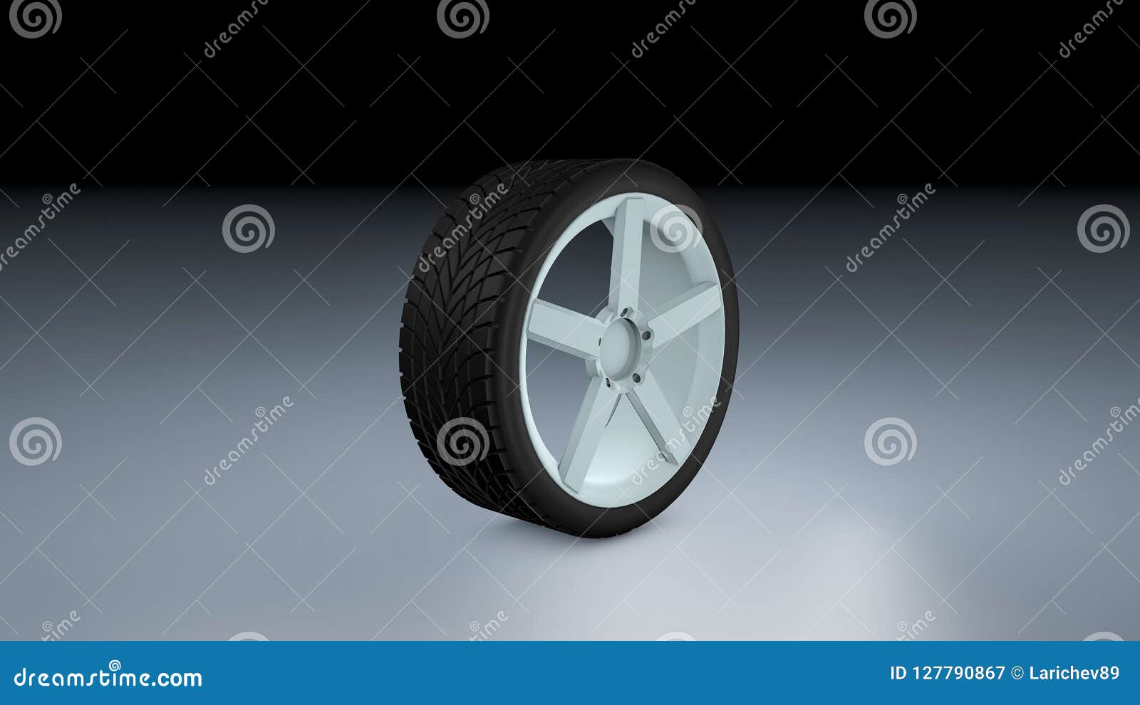 3d Rendering of a Single Car Tire on a Matte Surface Stock Illustration ...