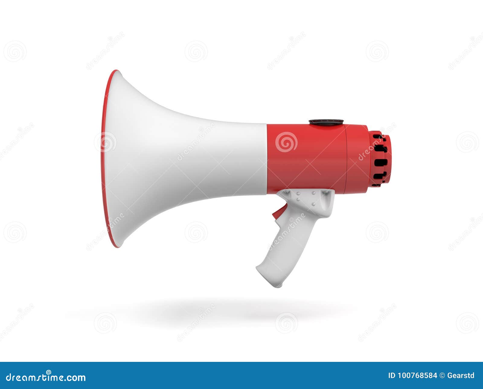 3d Rendering of a Single Red and White Megaphone Isolated on White ...