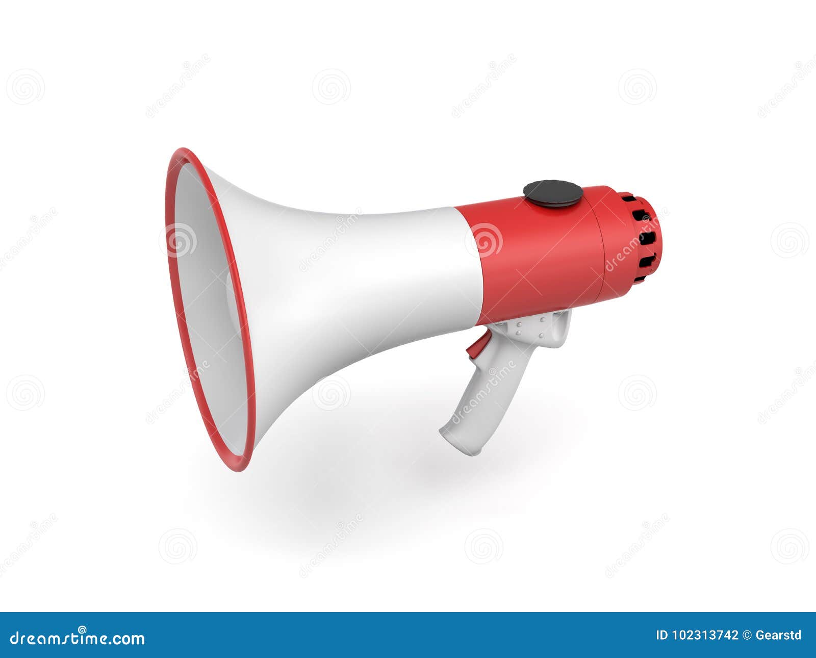 3d Rendering of a Single Red and White Megaphone Isolated on White ...