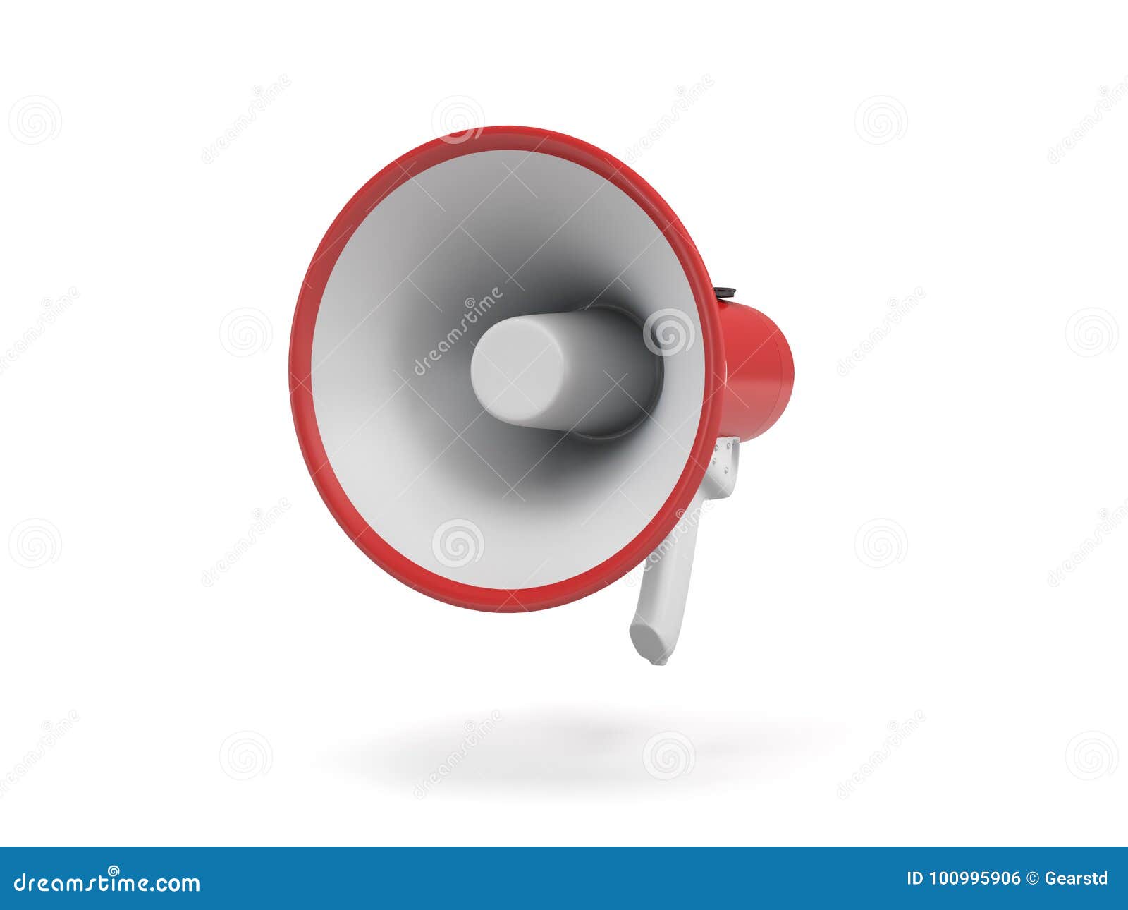 3d Rendering of a Single Red and White Megaphone in Side View on White ...