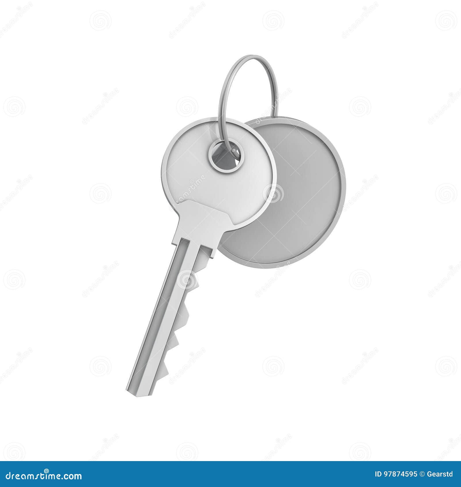 3d Rendering of a Single Silver Key with Label Isolated on White ...