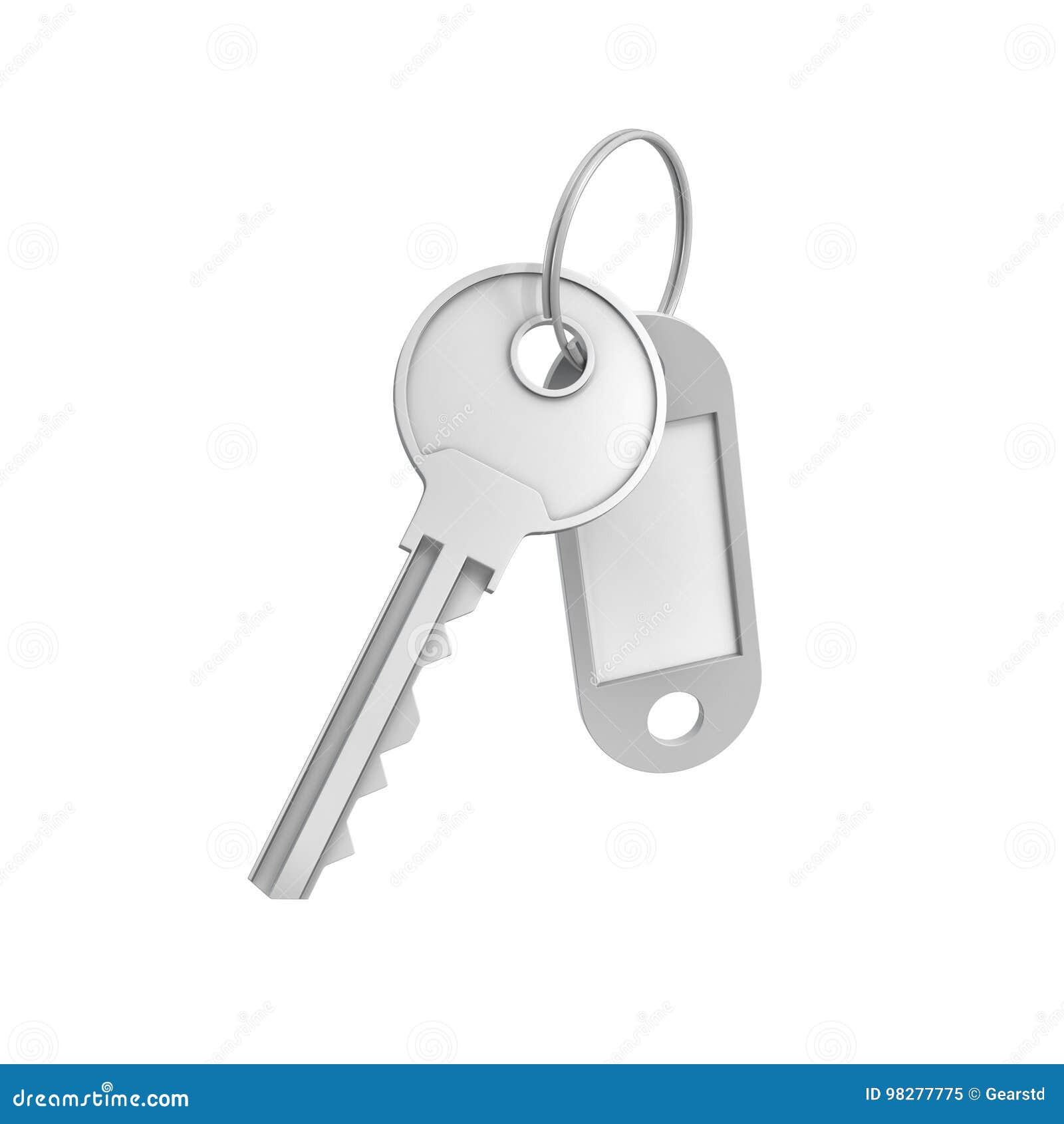 3d Rendering of a Single Silver Key with Label Isolated on White ...