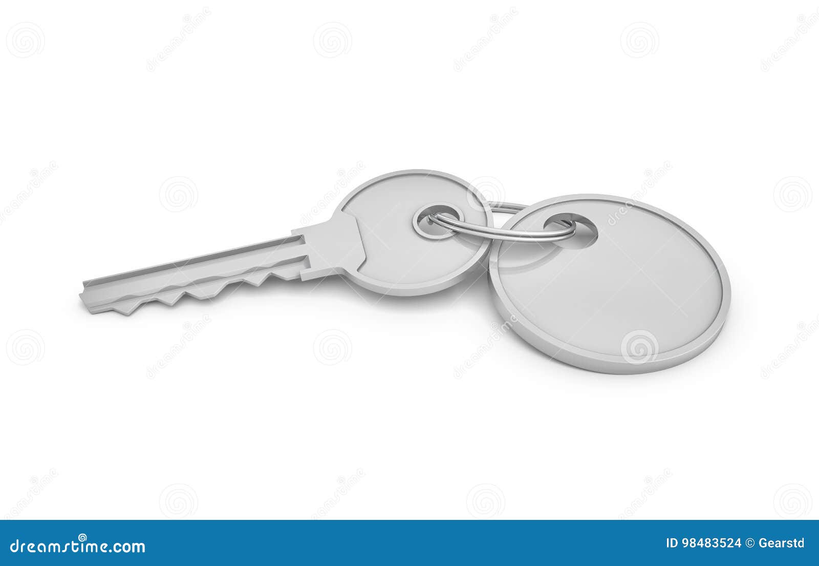 3d Rendering of a Single Silver Key with Label Isolated on White ...