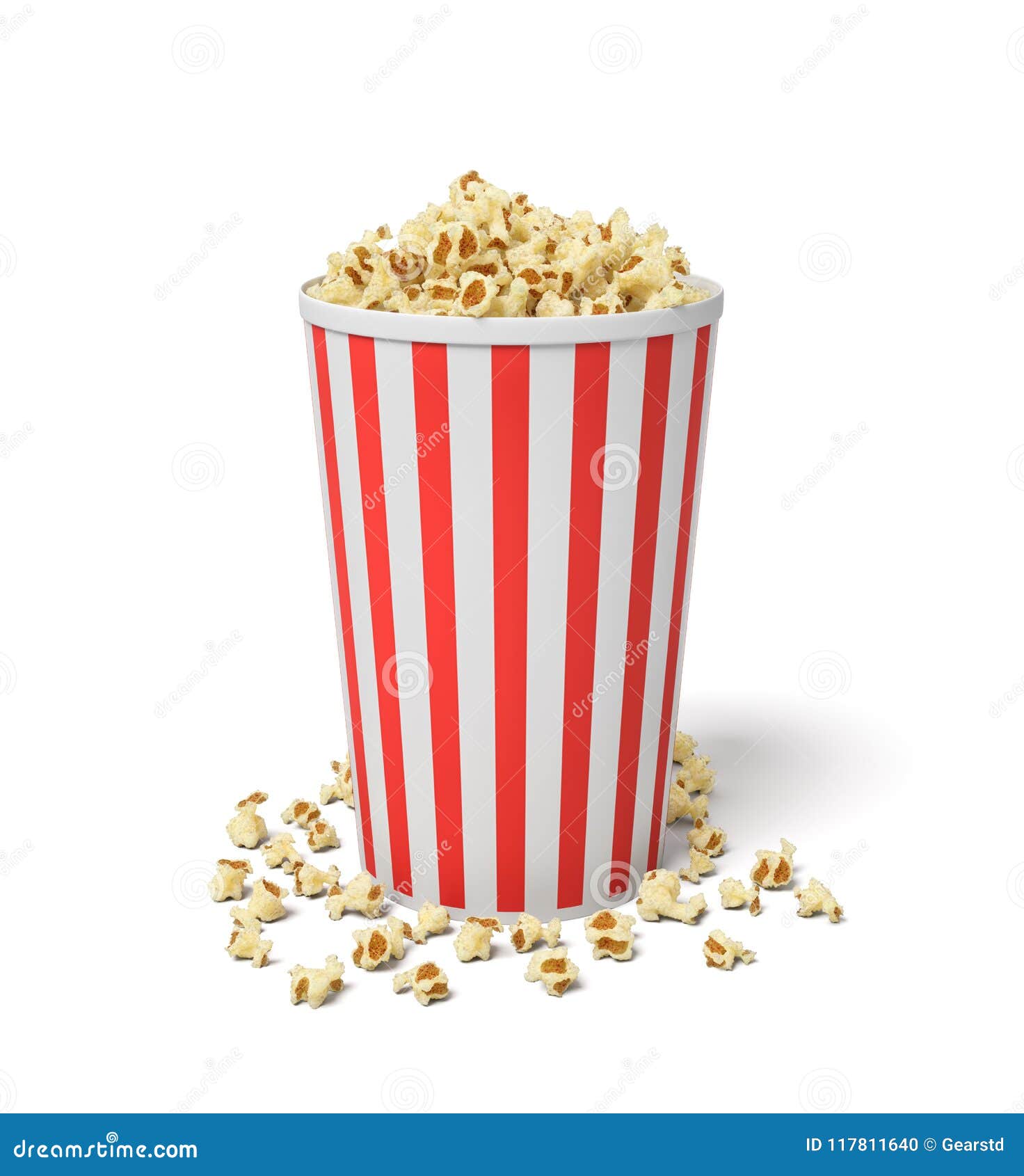 3d Rendering of a Single Small Popcorn Bucket in Red and White Stripes ...