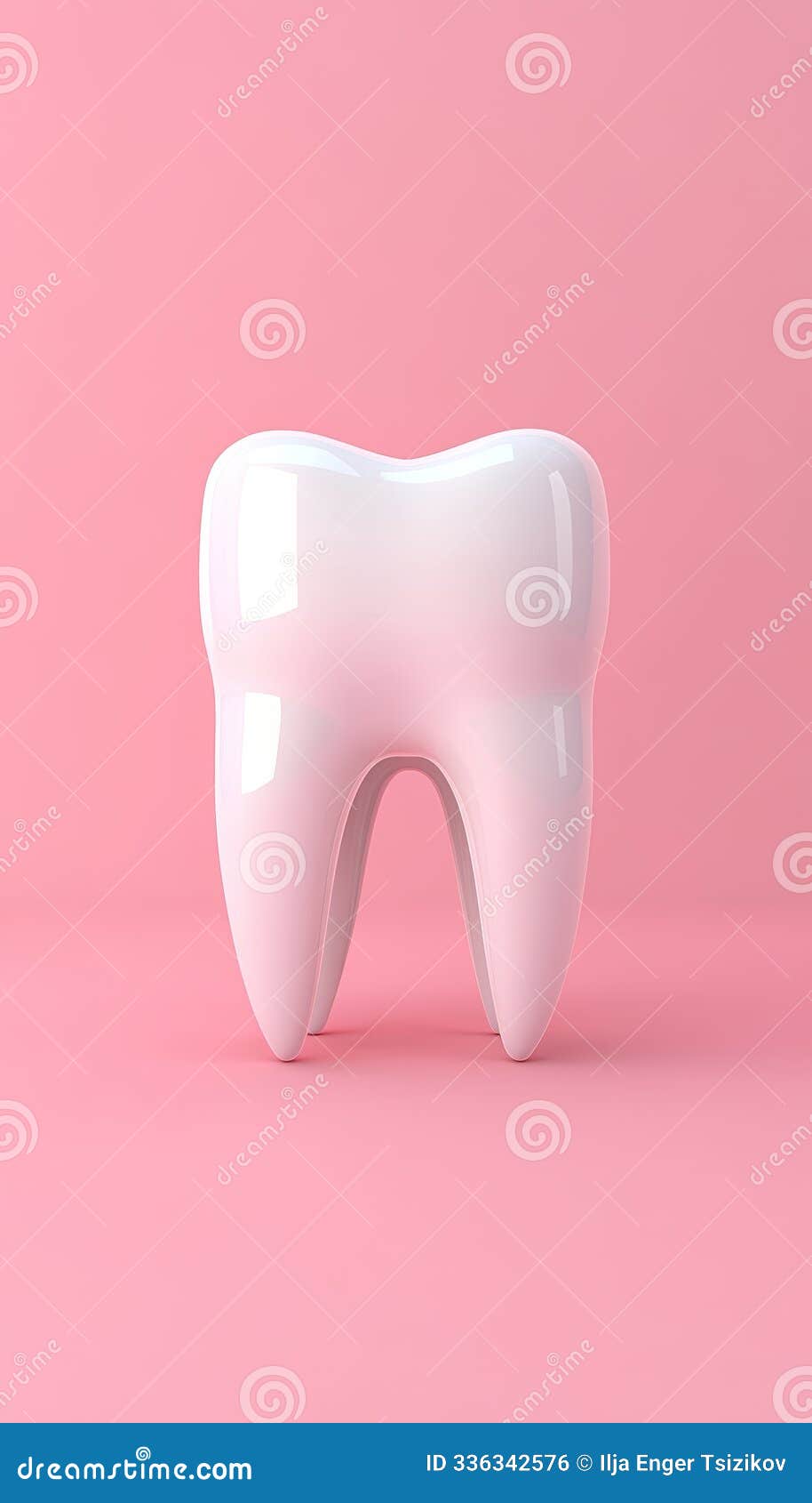 3D Rendering of a Single White Tooth Model on Pink Pastel Background ...