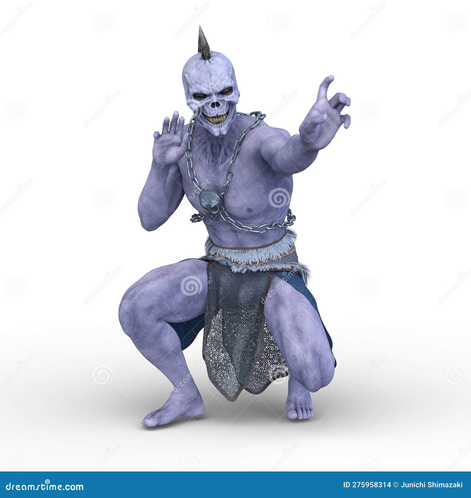 3D Rendering of a Skeleton-faced Monster Stock Illustration ...