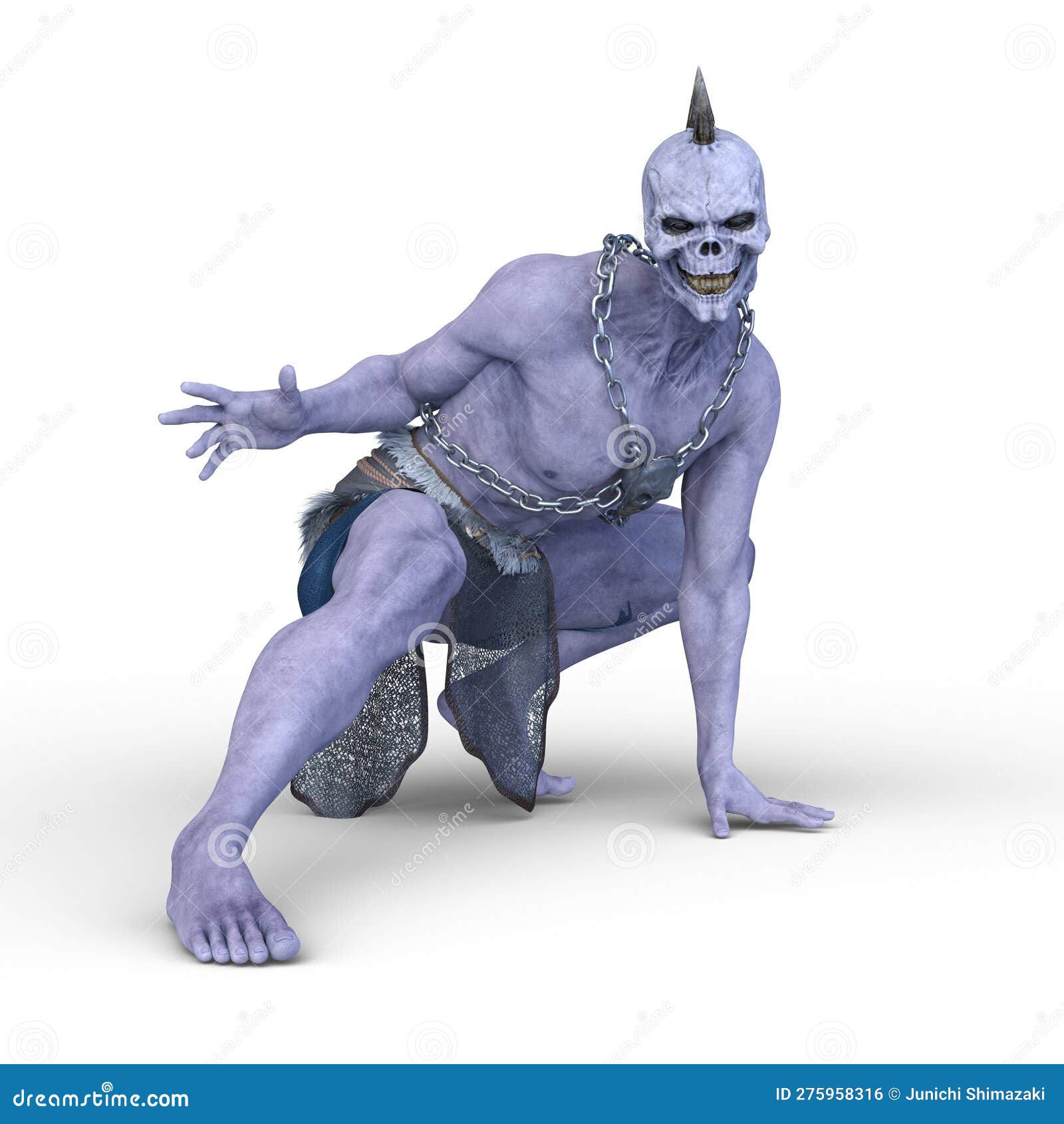 3D Rendering of a Skeleton-faced Monster Stock Illustration ...