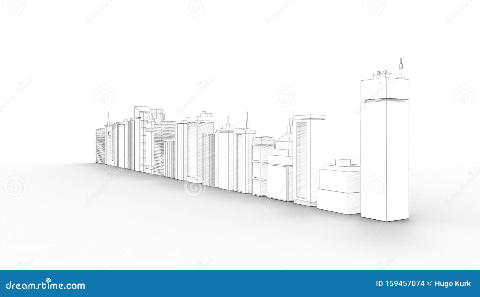 3d Rendering of Multiple Buildings Isolated in White Studio Background ...