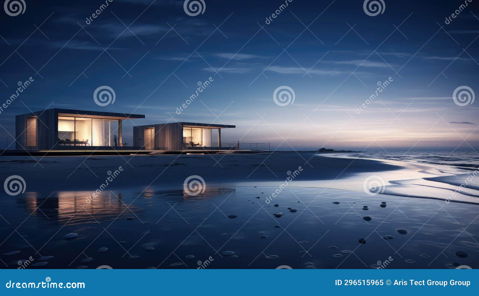 3D Rendering of a Small House on a Sea Beach. Stock Illustration ...