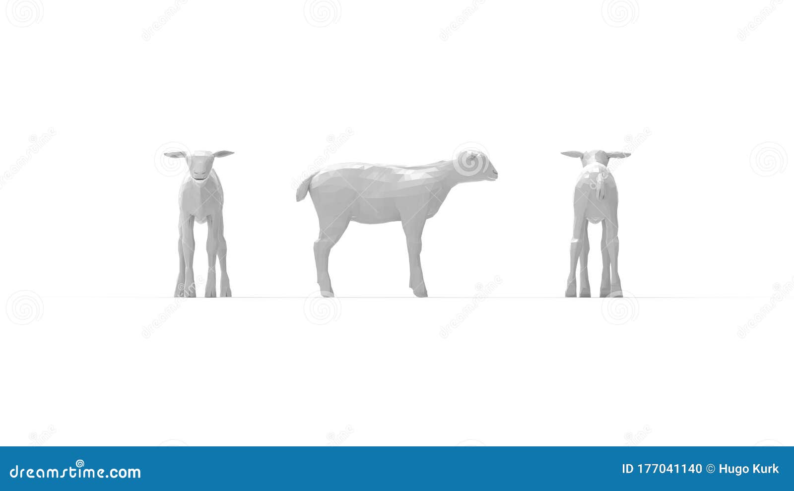 3D Rendering of a Small Lamb Young Animal Isolated on White Background ...